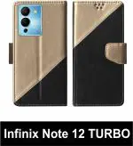 Buy Sbms Infinix Note 12 Turbo Black Artificial Leather Shock Proof ...