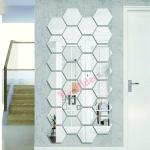 Buy Wall1Ders Silver Hexagon Acrylic Wall Mirror Stickers - 38 Pcs, 10. ...