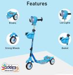 Buy ODELEE SpaceX 3 Wheel Metal Folding Scooty With Horn & LED Lights ...