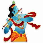 Buy CVANU Shree Krishna Playing Bansuri Religious Wall Sticker for Wall ...