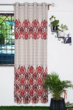 Buy Parda Online Red and Cream Jacquard Abstract Eyelet Art Window ...