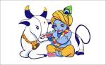 Buy Divinedesigns Multicolor Vinyl Shree Krishna And Gau Maata Sticker ...