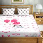 Buy Bella Casa 200 TC 100 % Cotton Pink Colour Super King Size Bedsheet ...