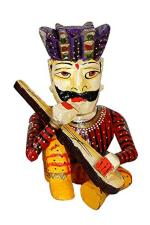 Buy Wooden Palm Musician Playing Sitar Multicolor Wood Decorative ...