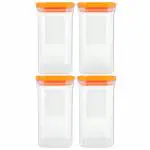 Buy Home Pro Orange Plastic Unbreakable Storage Container 1100ml (Pack ...