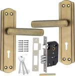 Buy Buckler Iron, Brass Black, Gold 7 Inch Mortise Handle With 65Mm Bullet Lock Set (Pack Of 2 ...