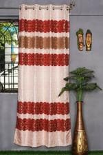 Buy Parda Online Red and Brown Jacquard Panel Eyelet Window Curtain 7ft ...