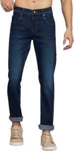 Buy SHYAM IMPEX Men Dark Blue Self Design Pure Cotton Mid Rise Regular ...