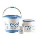 Buy Polyset Valley of Tulip Foil Printed Bathroom Set of 3, Ultra ...