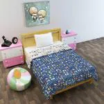 Buy Divine Casa Blue and Peach Geometric Microfiber Polyester Single Bed Reversible Kids ...