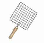 Buy Kruvad Barbecue Square Wooden Handle Roaster BBQ Net Small Grill ...