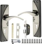 Buy Buckler Iron, Brass, Steel Black, Silver 7 Inch Mortise Handle Set With 65Mm Double Turn ...