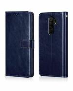 Buy Malvi Gold Poco M2 Blue Artificial Leather Flip Cover Online at ...