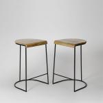 Buy AVA DESIGNZ Flat Bar Stool Kitchen Chair in Natural Finish Wood and ...