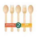 Buy ECO SOUL (160 mm, Set of 200) Disposable Birchwood Spoon & Fork ...