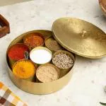 Buy dudki Handicrafted Pure Brass Spice Box Masala Dabba Masaladani ...