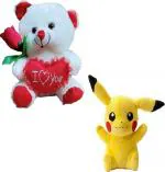 Buy KT KASHISH TOYS Toys Soft toy white love rose with pikachu set of ...