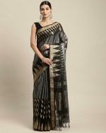 Buy SWATIKA Women Black Woven Design Tissue Traditional Saree (Free ...