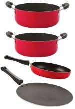 Buy Nirlon 4 pcs of Red and Black Non-stick Aluminium Kitchenware ...