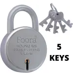 Buy Foora Round 65mm lock with 5 keys, Double Locking, 8 Lever Silver ...
