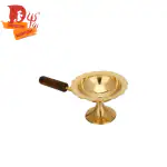 Buy DARIDRA BHANJAN - Pure Brass Wooden Handle Pooja Dhoop Akhand Diya Brass Puja Diya Pack of 1 ...