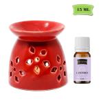 Buy DIVASENSE Ceramic Aroma Red Diffuser Oil Burner with 15 ml Lavender ...