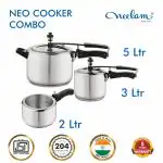 Buy Neelam Stainless Steel Neo Pressure Cooker Combo Set -2 Litres, 3 ...