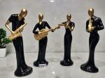 Buy FAMTURE Black Polyresin Lady Musical Instrument Statue For Home ...