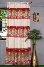 Buy Parda Online Red and Brown Jacquard Panel Eyelet Art Single Window ...