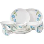 Buy cello Pack of 27 Opalware Imperial neelkamal Dinner Set (White, Blue, Microwave Safe) Online ...