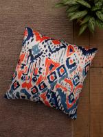 Buy Zeba Orange, Blue Ikat Poly Canvas Abstract Print Cushion Cover ...