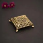 Buy DecorTwist Brass Superfine Square Tranditional Pooja Chowki/Stool ...