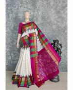 Buy Vikas Handlooms Pochampally ikat pattu silk small kaddi border ...