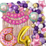Buy House of Banter Donut Theme 4th Birthday Decoration Pack - 68Pcs ...
