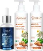 Buy Welkin SKIN CARE Organic Almond Shampoo, Conditioner and Night Face Serum Online at Best ...