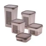 Buy Flair Flexi Lock Containers Set of 5 Pcs (550 ML, 1150 ML, 1800 ML, 2400 ML, 3000 ML) Gray ...