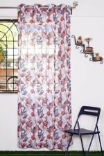 Buy Parda Online Purple Tissue, Linen, Net Floral Eyelet Window Curtain ...