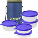 Buy Granify A-530 Green Plastic Lunch Box with 5 Plastic Containers and Lunch Box Bag 1200 ml ...