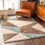 Buy SWEET HOMES Pista and brown Microfiber Carpet 6 x 6 Feet Online at ...