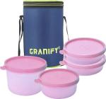 Buy Granify A-505 Green Plastic Lunch Box with 4 Plastic Containers and Lunch Box Bag 1050 ml ...