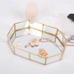Buy LamJum Gold Metal Mirror Base Octagon Tray With Rim Online at Best ...
