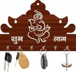 Buy Lacuna Ganesh Temple With Shubh Labh Wood Key Holder - 6 Hooks ...