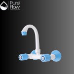 Buy PureFlow Sink Mixer Tap Faucet for Hot & Cold Water - Wall Mounted for Kitchen, Home, Sink ...
