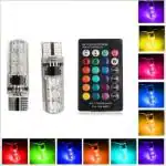 Buy Kozdiko 2PC T10 LED RGB Car Interior Fancy/Parking Remote Control ...