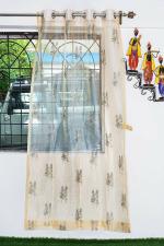 Buy Parda Online Beige and Red Tissue Floral Eyelet Window Curtain 9ft ...