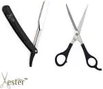 Buy Xester Salon Barber Hair Cutting Scissors, Folding Shaving Razor ...