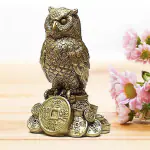Buy SSS SCULPTURE Stone Feng Shui Owl Standing on a Pile of Coins Idol Statue for Good Luck and ...