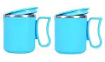 Buy Tirth Unbreakable Insulated Double Wall Blue Stainless Steel Milk ...