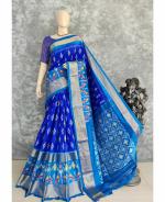 Vikas Handlooms Pochampally ikat pattu silk double kaddi border saree ...