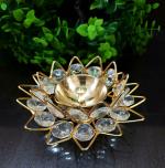 Buy Brass Gallery Brass Small Bowl Crystal Diya Round Shape Kamal Deep ...